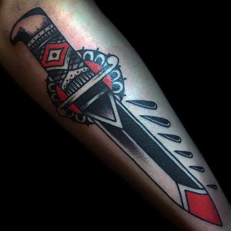 91 Most Attractive Knife (or Dagger) Tattoos You can Try - Wild Tattoo Art